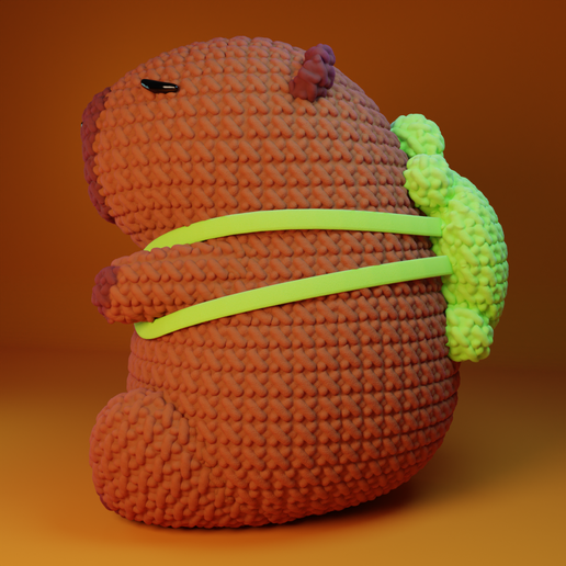 🐢 Crocheted Capybara with Turtle Backpack (Amigurumi)・ STL File for 3D ...
