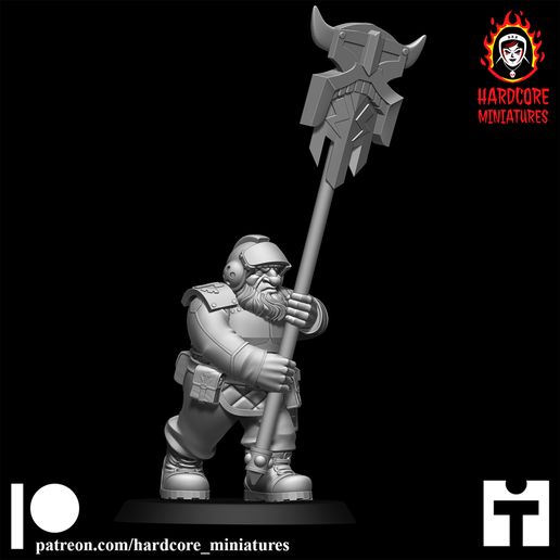 🛰 Space Dwarf Standard Bearer Modular Set 3・ 3D File for 3D printing・Cults