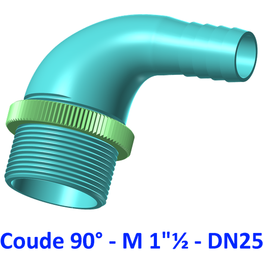 Free STL file Elbow 90° - Male 1"½ - DN25 ♂️ ・3D print model to download・Cults