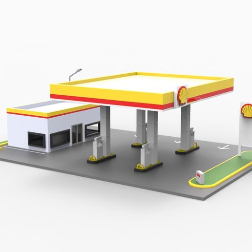 🐚 SHELL GASOLINE STATION DIORAMA 1/64 - SHELL SERVICE STATION・ STL File ...