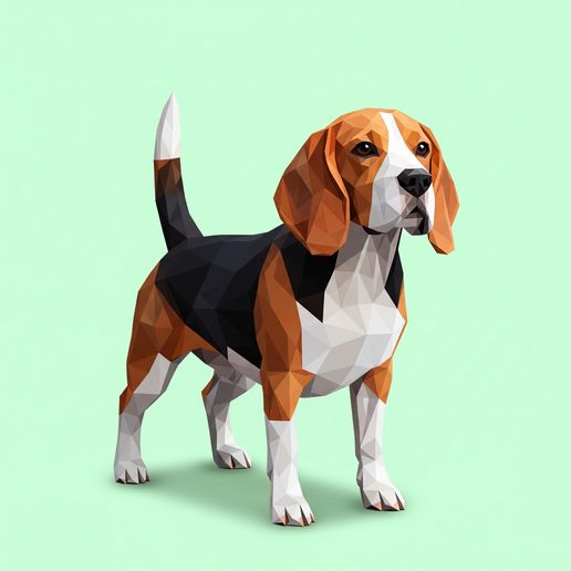 🎨 Beagle LOW POLY・ STL File for 3D printing・Cults