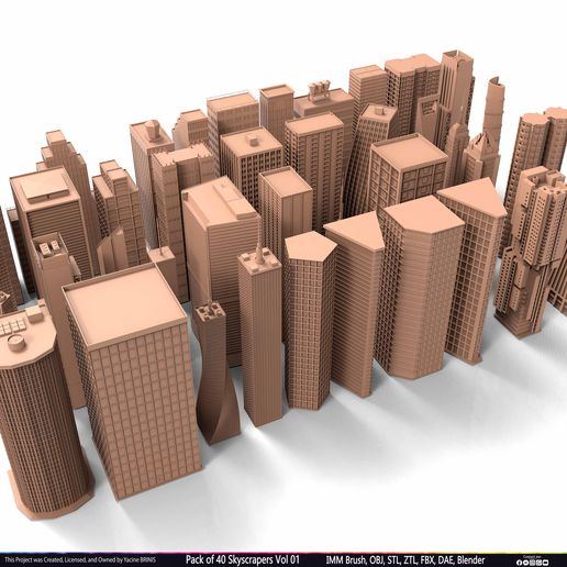 🎮 Pack Of 40 Skyscrapers Volume 01・ 3D File for 3D printing・Cults