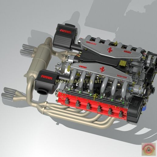 💭 FERRARI 512 TR - ENGINE・ STL File for 3D printing・Cults