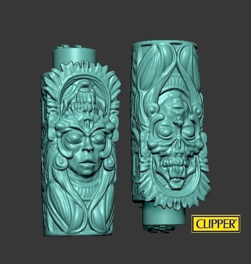 🎉 CLIPPER LIGHTER CASE , SANTA-MUERTE・ STL File for 3D printing・Cults