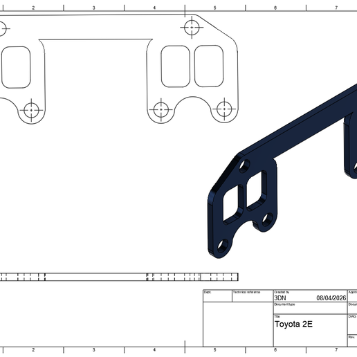 🚗 Toyota 2E Exhaust Manifold Flange Template (DXF + STL) – Laser Cut ...