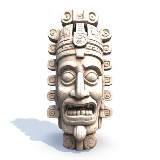 👾 Aztec mask low poly・ STL File for 3D printing・Cults