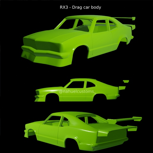 🚗 RX3 - Drag car body・ STL File for 3D printing・Cults