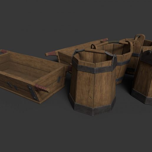 3D file Wooden Buckets 🪵 ・3D printing model to download・Cults