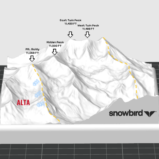 🎿 Snowbird Ski Resort Terrain Model・ 3MF File for 3D printing・Cults