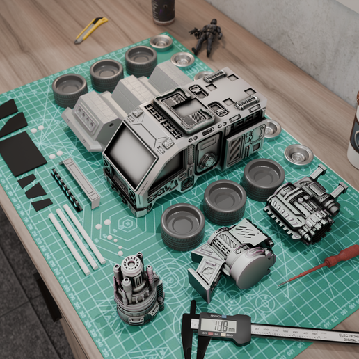 🚐 Sci-Fi Combat Van 3D Print・Free 3D File for 3D printing・Cults