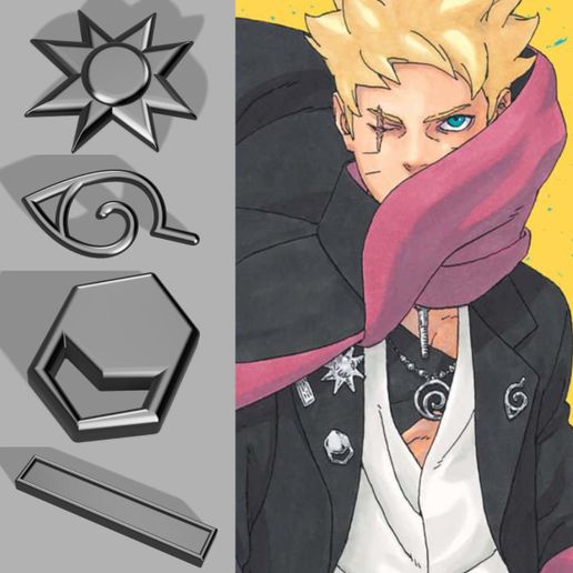 Archivo 3D Boruto Uzumaki Two Blue Vortex Pins 💬 ・Plan de impresora 3D para descargar・Cults