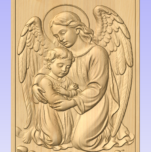 👼 Guardian Angel with Child Relief STL – Christian Religious CNC 3D ...