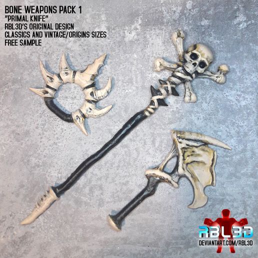 OBJ file Bone Weapons Pack 1 (Axe, Ring, Staff) 🦴 ・3D print model to ...