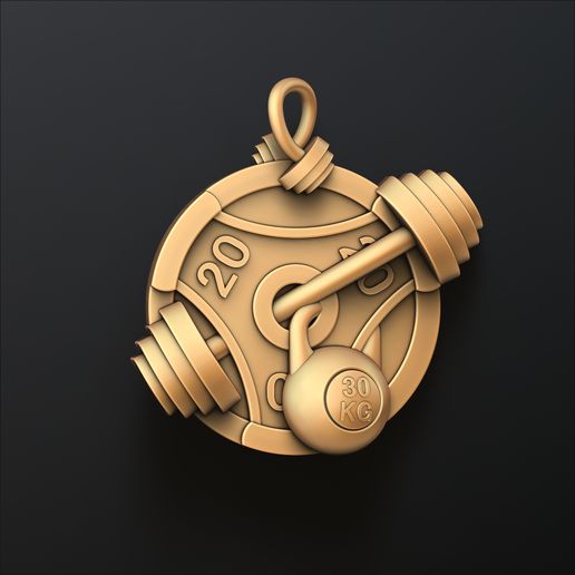3D file Gym Barbell Pendant 3D print model 📌 ・Model to download and 3D ...