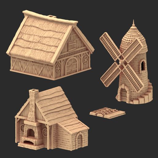 🏗️ Medieval Village - x3 Buildings・ 3D File for 3D printing・Cults