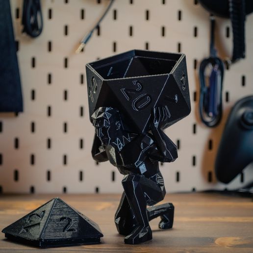 🗿 Low-Poly D20 Atlas with Container DnD・ STL File for 3D printing・Cults