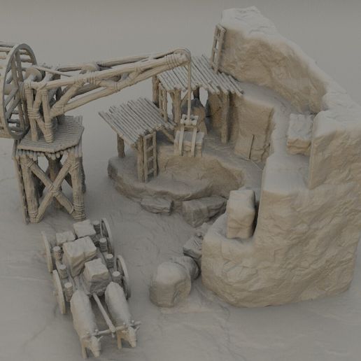 🤏 Small Stone Quarry 28 MM Tabletop Terrain・ 3D File for ・Cults