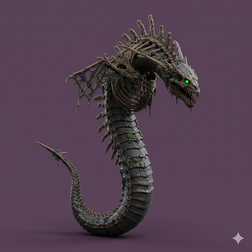 🎲 Single STL Rotted Spine Serpent Miniature | Undead Fantasy Beast for ...