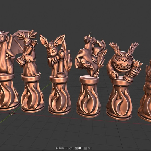 🔥 Fire type Pokemon CHess Pack・Free 3D File for ・Cults