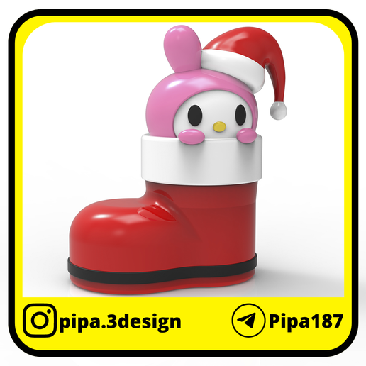 🎄 CHRISTMAS BOOT - CONTAINER - MY MELODY・ STL File for 3D printing・Cults