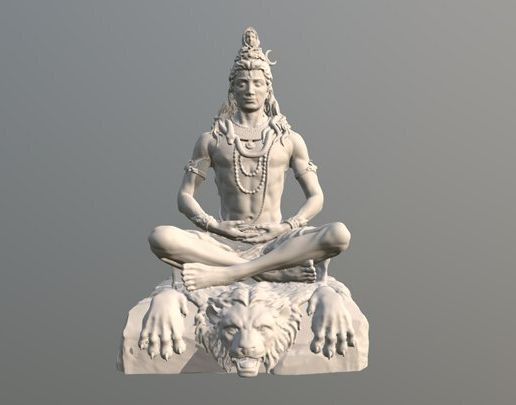 3D file Meditative Lord Shiva Statue 3D Model – Detailed Lion Pedestal ...