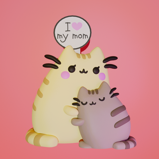 ️‍🔥 I LOVE MY MOM - CAT PUSHEEN MOM・ STL File for 3D printing・Cults