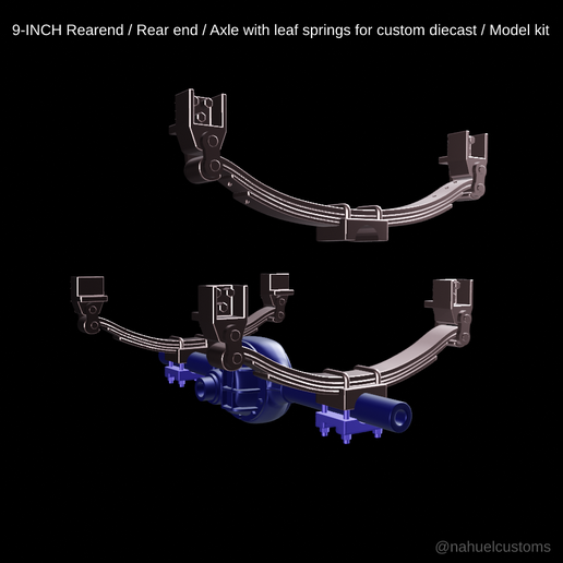 🔚 9-INCH Rearend / Rear end / Axle with leaf springs for custom diecast ...