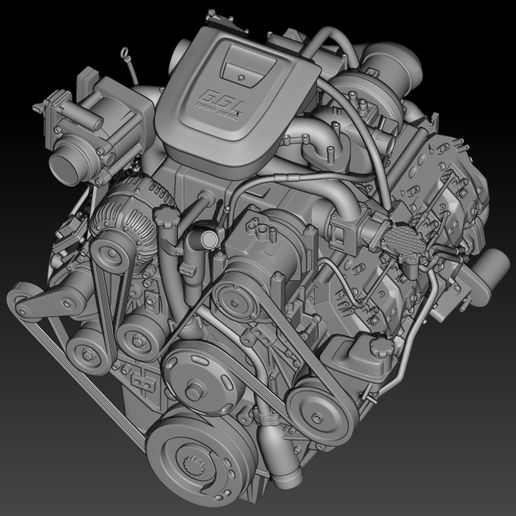 🌆 Silverado 2500 6.6L V8 Turbo Diesel Engine 3D printable Model – 1/24 ...