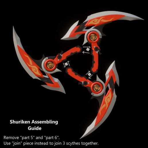🔫 Rappa's Weapon - Scythe and Shuriken ver. - Honkai Star Rail・ STL ...