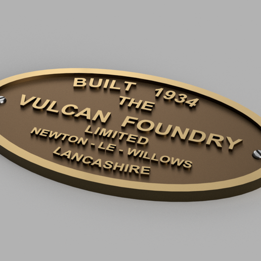 🖖 Vulcan Foundry plate - railway・ STL File for 3D printing・Cults
