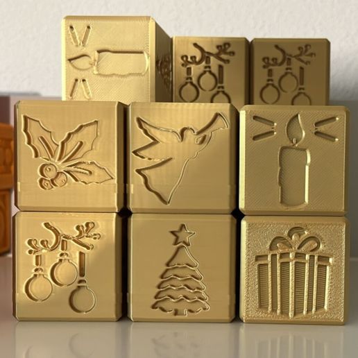 Fichier STL CHRISTMAS STAMP CUBE FOR SENSORY PLAY / PLAYDOUGH 🎄 ・Plan ...