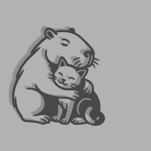 🫂 capybara hugging kitten・ STL File for 3D printing・Cults