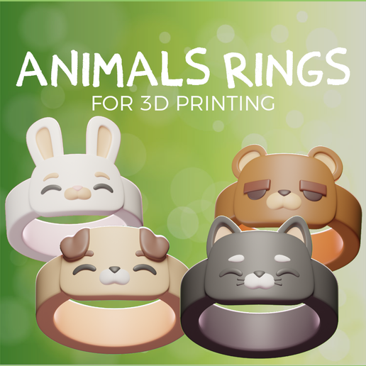 💍 Animals Rings - For 3d printing・ STL File for 3D printing・Cults