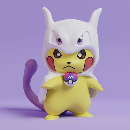 🐉 Pokemon - Pikachu Mewtwo Cosplay・Free STL File for ・Cults