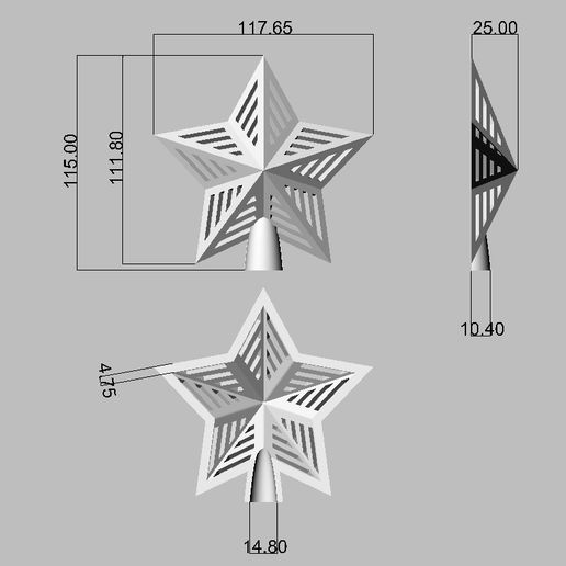 🎄 Christmas Star - Tree Topper・ STL File for 3D printing・Cults