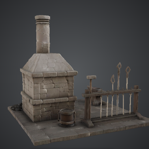 👽 Medieval Blacksmith Forge Scene – Workshop Terrain・Free STL File for ...