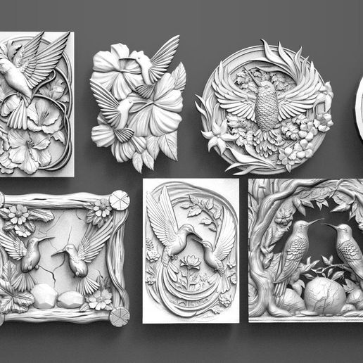 🎨 Hummingbird Collection Vol. 1 | 10 CNC Relief Models Bundle | 3D ...