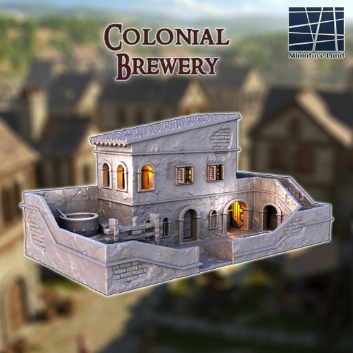 🎲 Colonial Brewery 28 mm Tabletop Terrain・ STL File for 3D printing・Cults