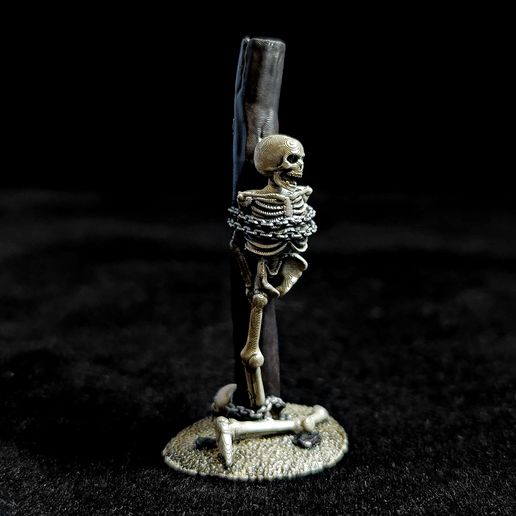 💀 skeleton chained to post wargames 3d model・Free STL File for ・Cults