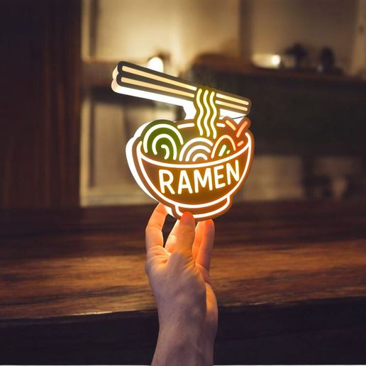 🍜 Ramen Lightbox "Estilo letrero de neón"・Archivo 3MF para Impresión 3D ...