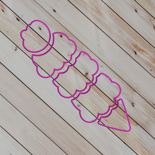 🍪 COOKIE CUTTER contour ice cream set・Free STL File for 3D printing・Cults