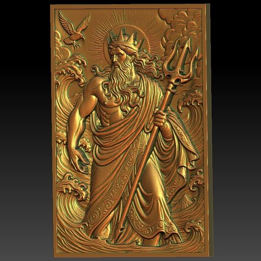 👼 Poseidon CNC Relief Model・ STL File for 3D printing・Cults