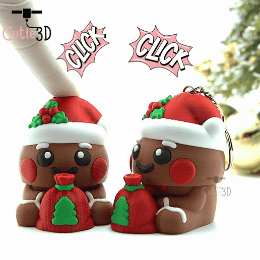 🎄 Cutie3D Christmas Gingerbread Man Keycap Fidget Clicker Keychain ...