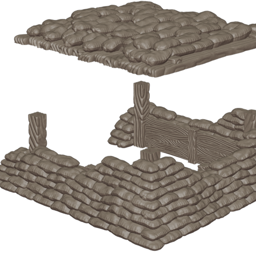 🎲 Sandbag Bunker・Free 3D File for ・Cults