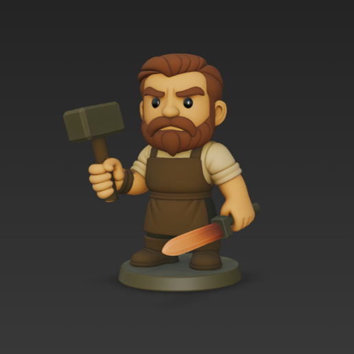 ♂️ Male Blacksmith RPG・ STL File for 3D printing・Cults