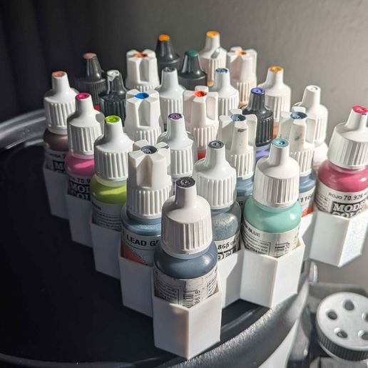 3D file Hex grid acrylic paint bottle holder 🎨 ・Template to download ...