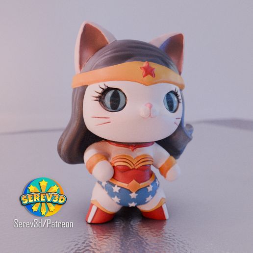 🐱 Wonder Cat - Cosplay Superhero Cat Figurine - 3D Print STL/3MF・ STL ...