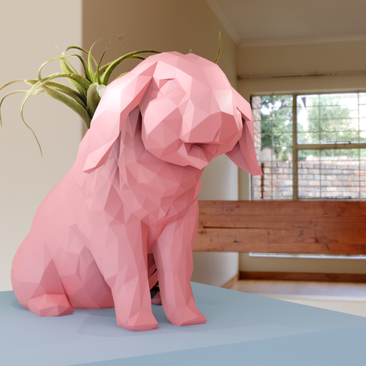 STL file bunny rabbit sitting mouth open planter pot flower vase low ...