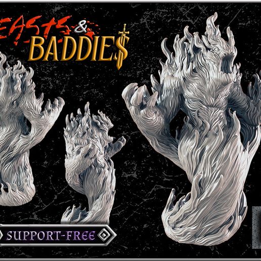 🔥 Fire Elemental [BEASTS AND BADDIES]・Free 3D File for ・Cults