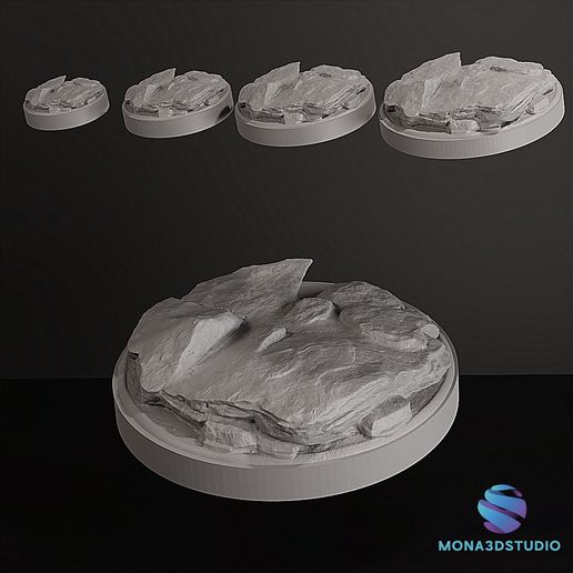🎲 Rocky Bases STL Set for Miniatures – 25mm, 32mm, 40mm, 50mm – Scenic ...